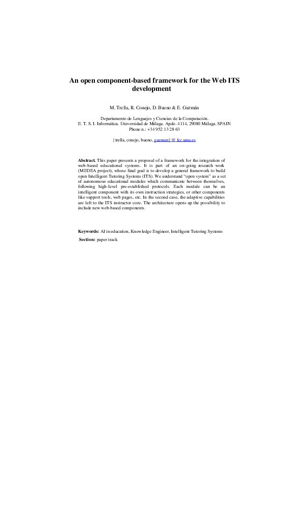 (PDF) An open component-based framework for the Web ITS development