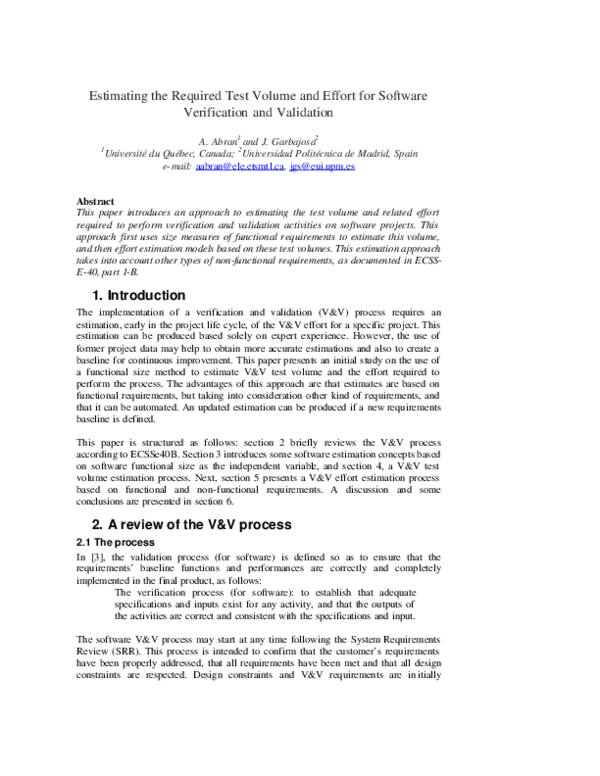 (PDF) Estimating the Required Test Volume and Effort for Software ...