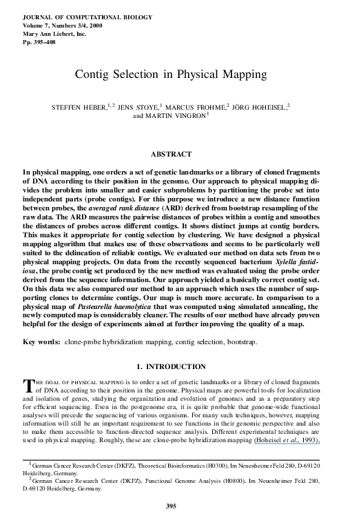 (PDF) Contig Selection in Physical Mapping