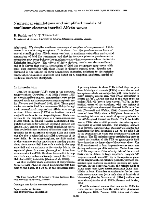 Pdf Numerical Simulations And Simplified Models Of Nonlinear Electron