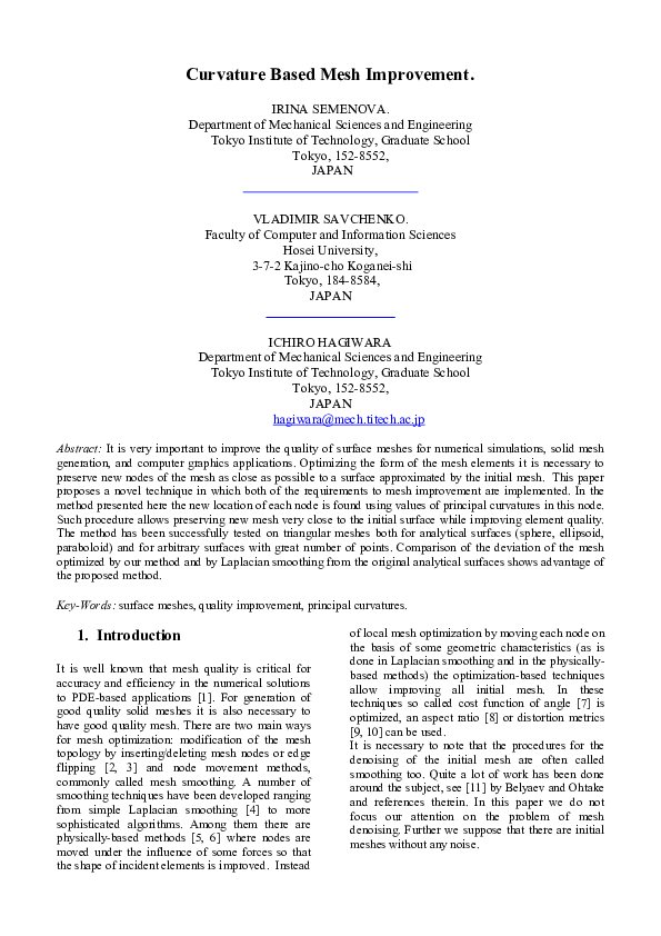 (PDF) Curvature Based Mesh Improvement