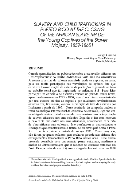 (PDF) Slavery and Child Trafficking in Puerto Rico at the Closing of ...