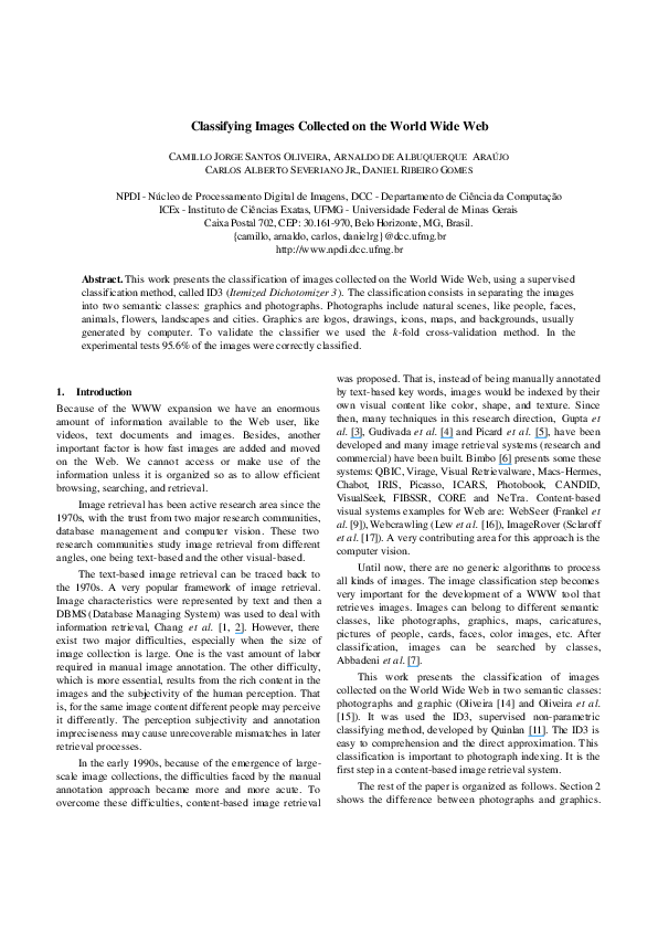 (PDF) Classifying images collected on the World Wide Web | Ribeiro Gomes and CAMILO OLIVEIRA ...