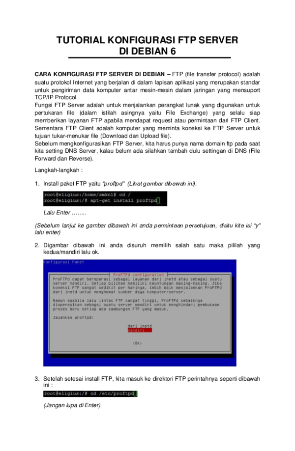 (PDF) TUTORIAL KONFIGURASI FTP SERVER DI DEBIAN 6