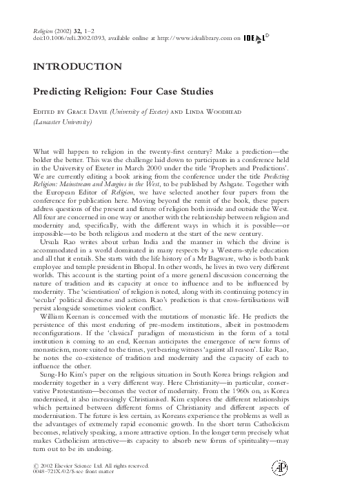 (PDF) Predicting Religion: Four Case Studies