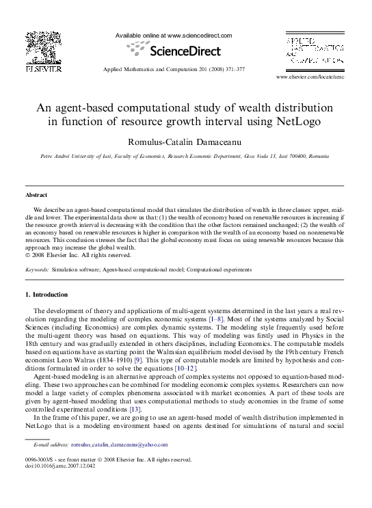(PDF) An agent-based computational study of wealth distribution in function of resource growth ...
