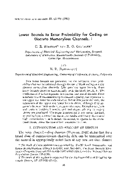 (PDF) Lower bounds to error probability for coding on discrete memoryless channels. II