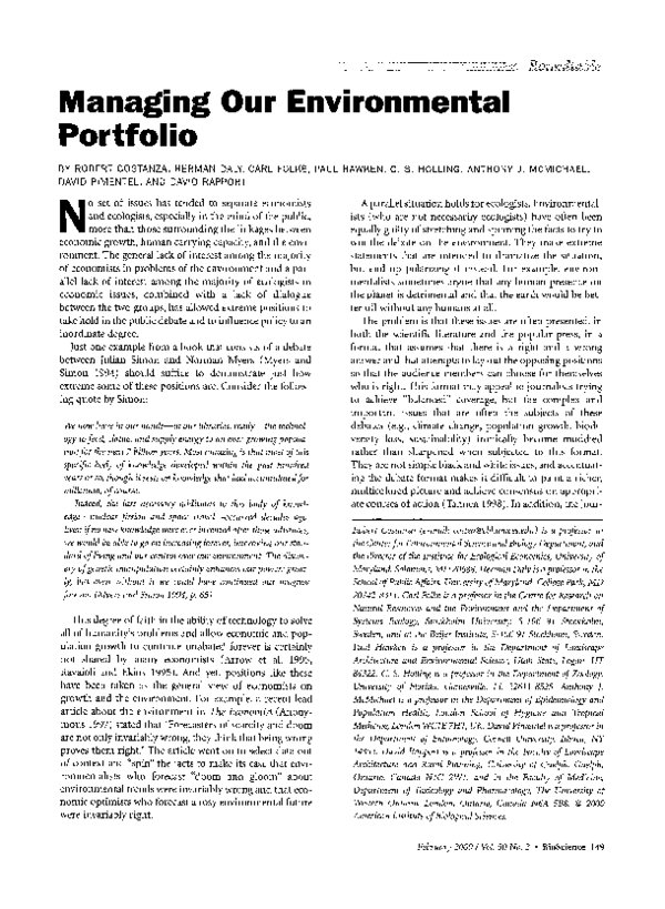(PDF) Managing Our Environmental Portfolio