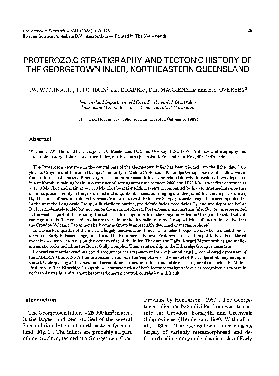 (PDF) Proterozoic stratigraphy and tectonic history of the Georgetown ...