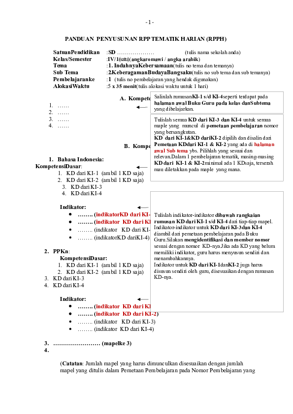 (DOC) PANDUAN PENYUSUNAN RPP TEMATIK INTEGRATIF PLPG