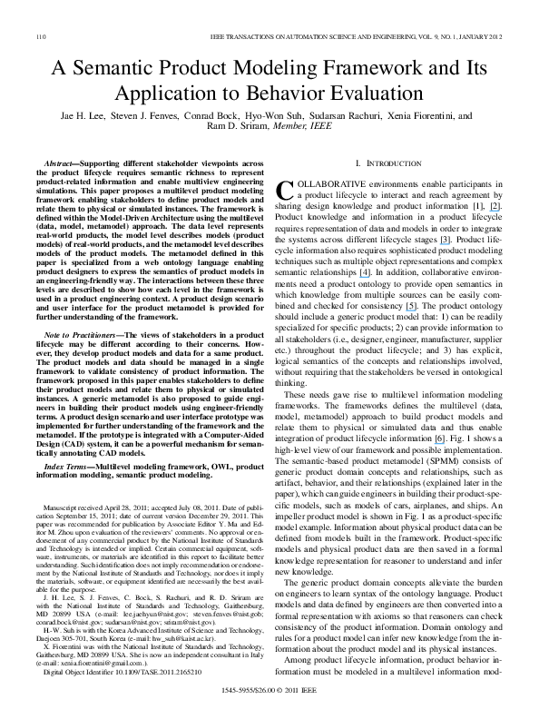 (PDF) A Semantic Product Modeling Framework and Its Application to Behavior Evaluation