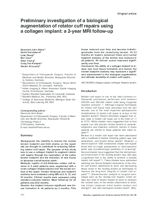 (PDF) Preliminary investigation of a biological augmentation of rotator ...