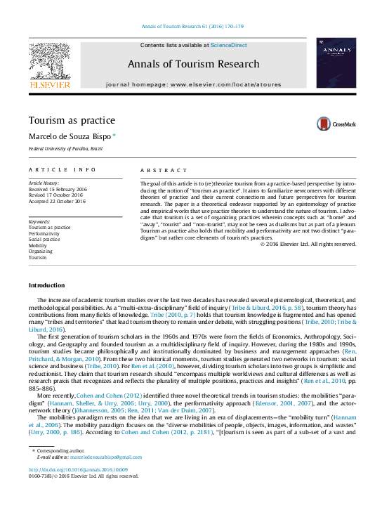 (PDF) Tourism as practice