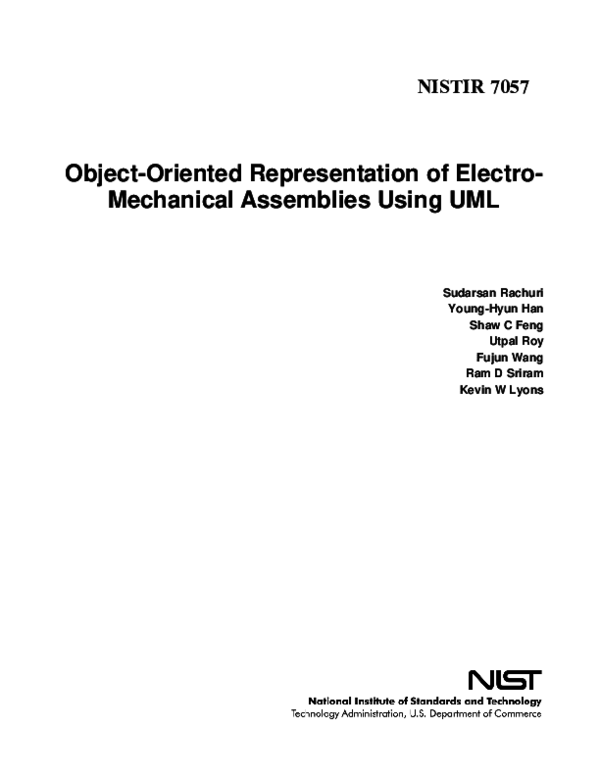 (PDF) Object-oriented representation of electro-mechanical assemblies using UML