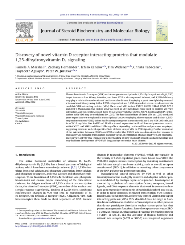 (PDF) Discovery of novel vitamin D receptor interacting proteins that ...