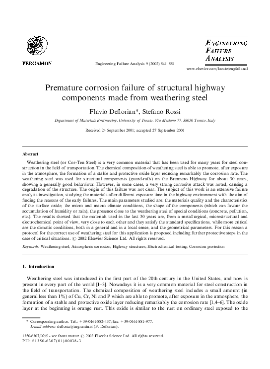 (PDF) Premature corrosion failure of structural highway components made ...