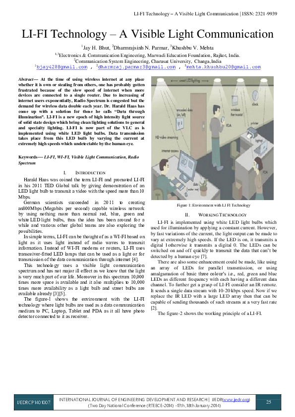 (PDF) LI-FI Technology – A Visible Light Communication