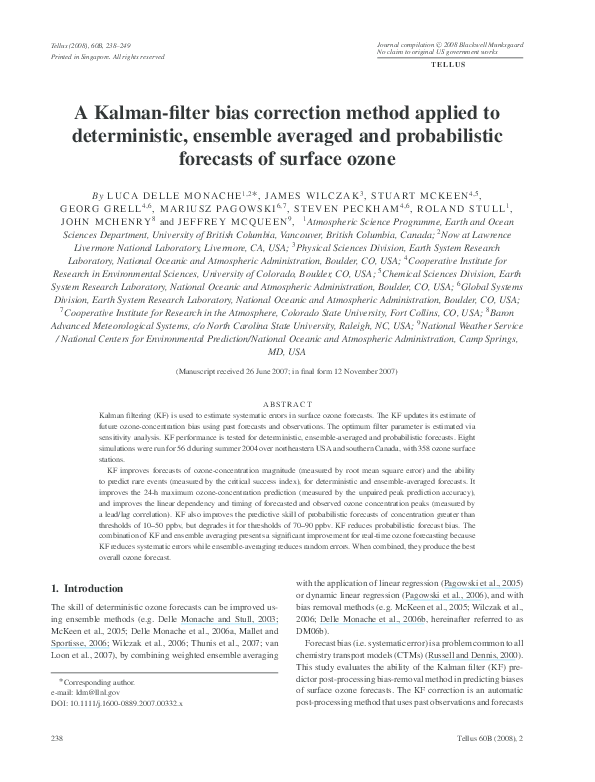Pdf A Kalman Filter Bias Correction Method Applied To Deterministic
