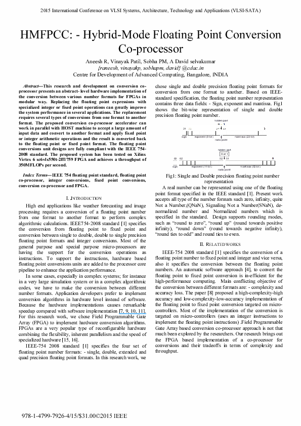 (PDF) HMFPCC: - Hybrid-mode floating point conversion co-processor | Aneesh Raveendran ...