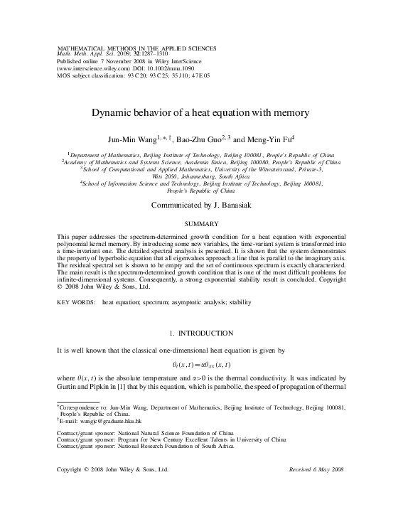 (PDF) Dynamic behavior of a heat equation with memory