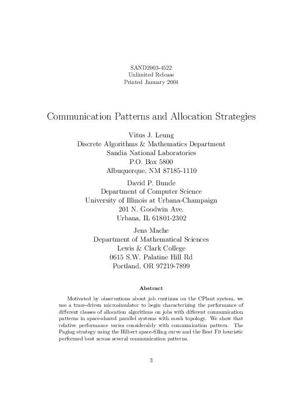 (PDF) Communication patterns and allocation strategies | David Bunde ...
