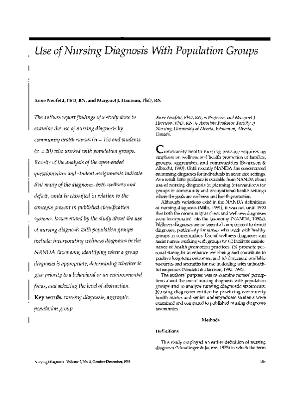 (PDF) Use of Nursing Diagnosis With Population Groups