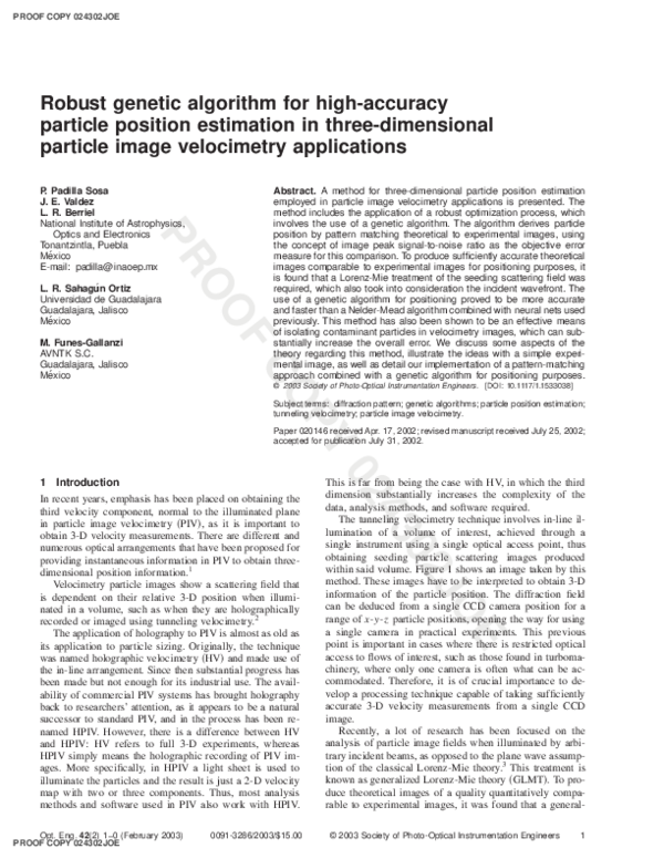 Pdf Robust Genetic Algorithm For High Accuracy Particle Position
