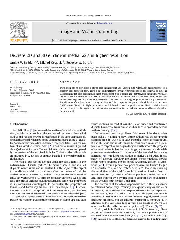 (PDF) Discrete 2D and 3D euclidean medial axis in higher resolution