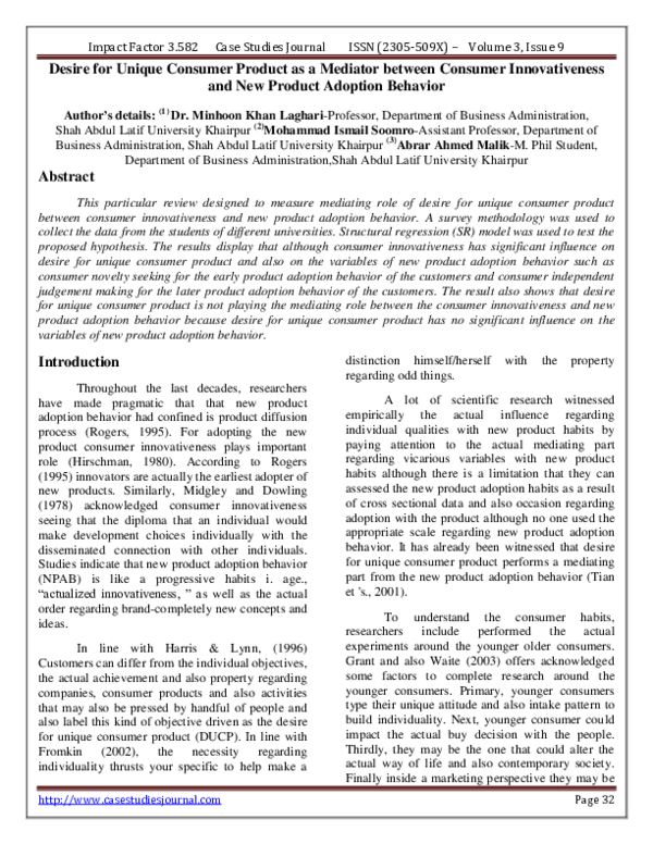 (PDF) Desire for Unique Consumer Product as a Mediator between Consumer ...