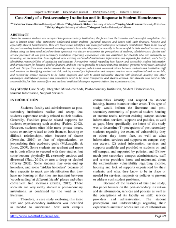 (PDF) Case Study of a Post-secondary Institution and its Response to ...