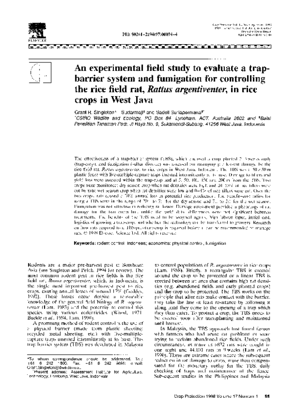 (PDF) An experimental field study to evaluate a trap-barrier system and ...