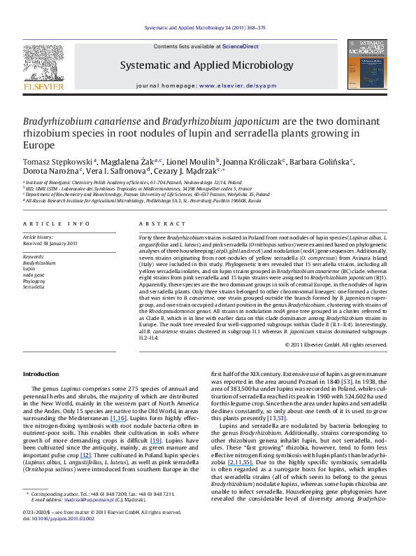 (PDF) Bradyrhizobium canariense and Bradyrhizobium japonicum are the ...