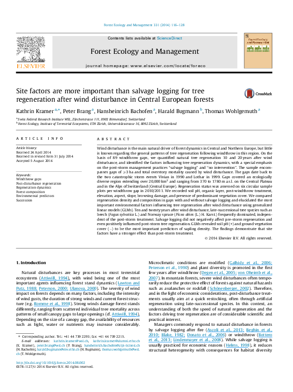 (PDF) Impacts of salvage-logging on the status of deadwood after ...