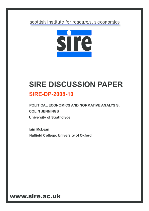 (PDF) Political Economics and Normative Analysis