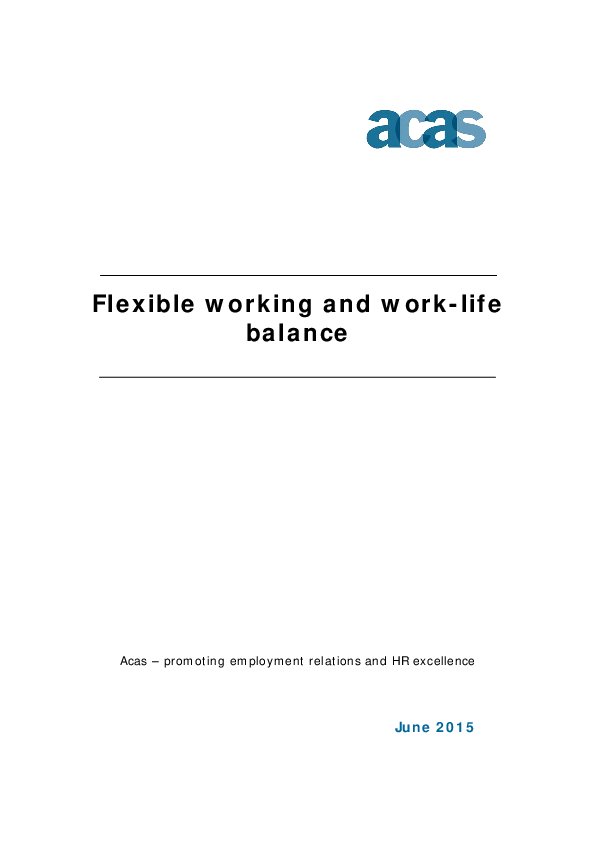 (PDF) Flexible working and work-life balance Acas – promoting ...