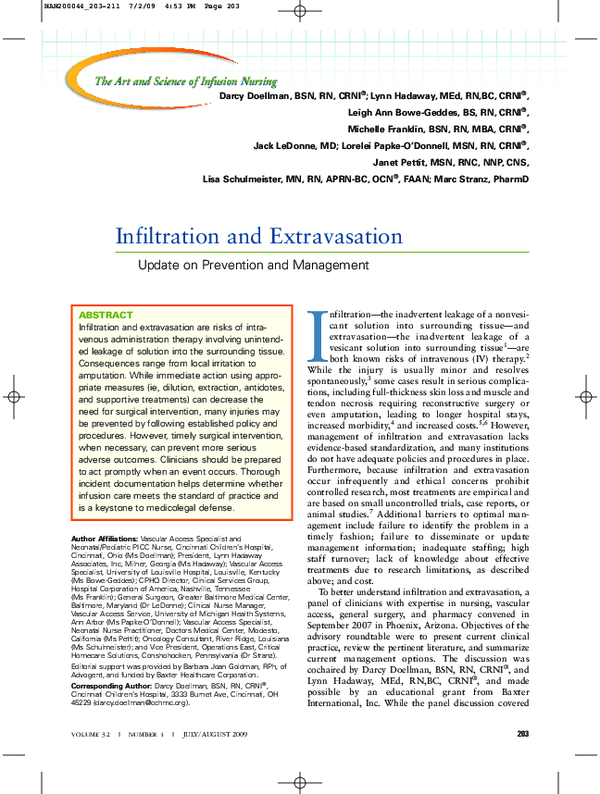 (PDF) Infiltration and Extravasation