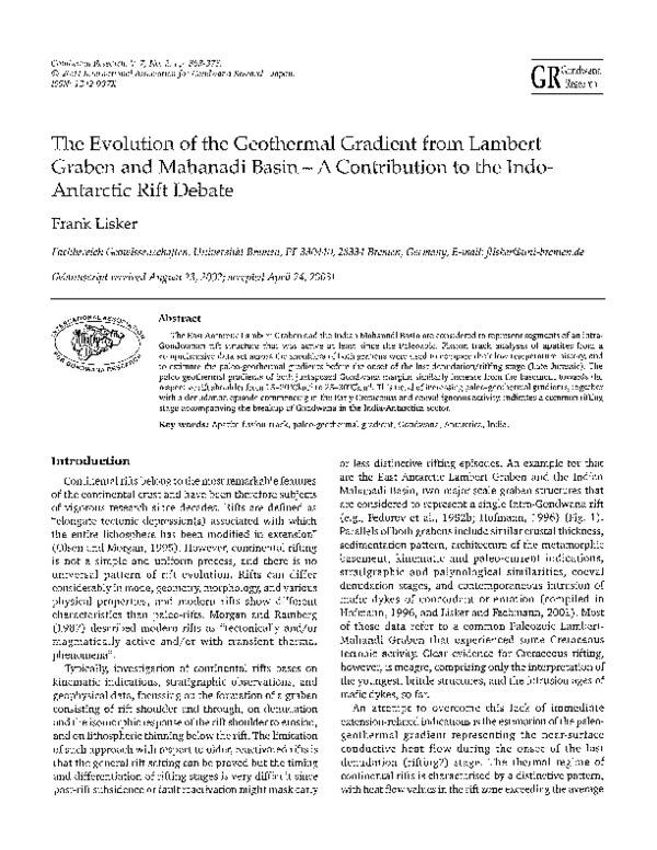 (PDF) The Evolution of the Geothermal Gradient from Lambert Graben and ...