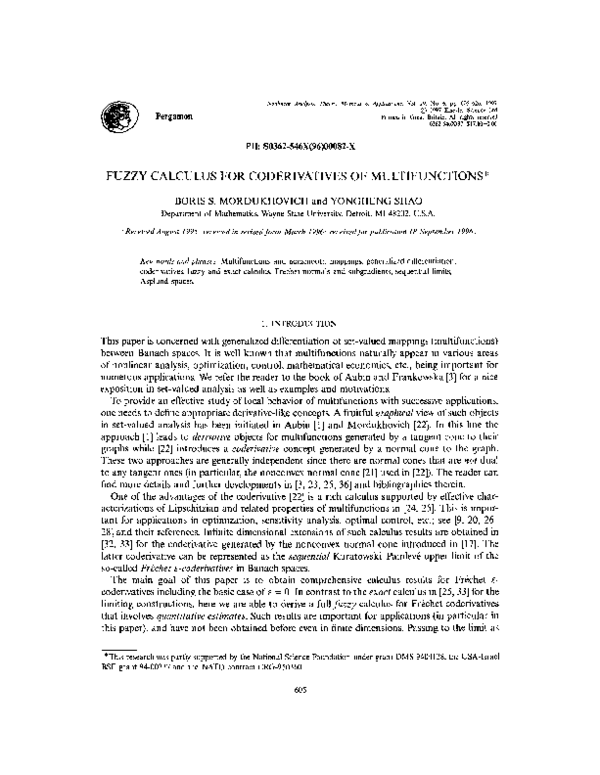 (PDF) Fuzzy calculus for coderivatives of multifunctions