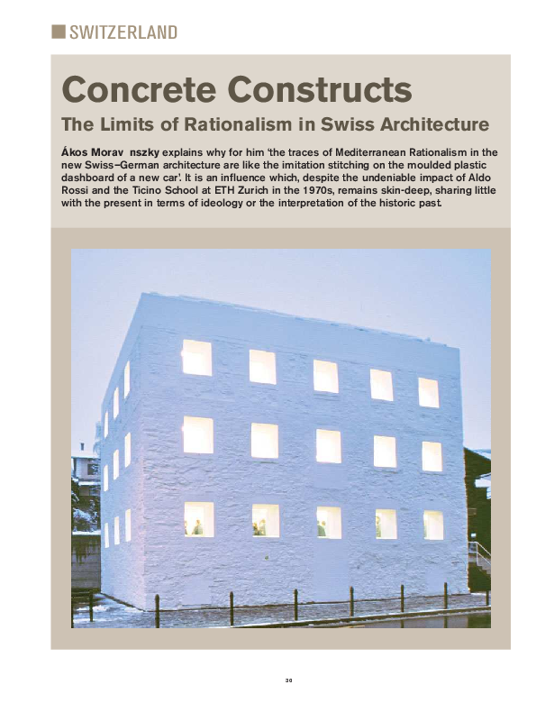 (PDF) Concrete Constructs: The Limits of Rationalism in Swiss Architecture