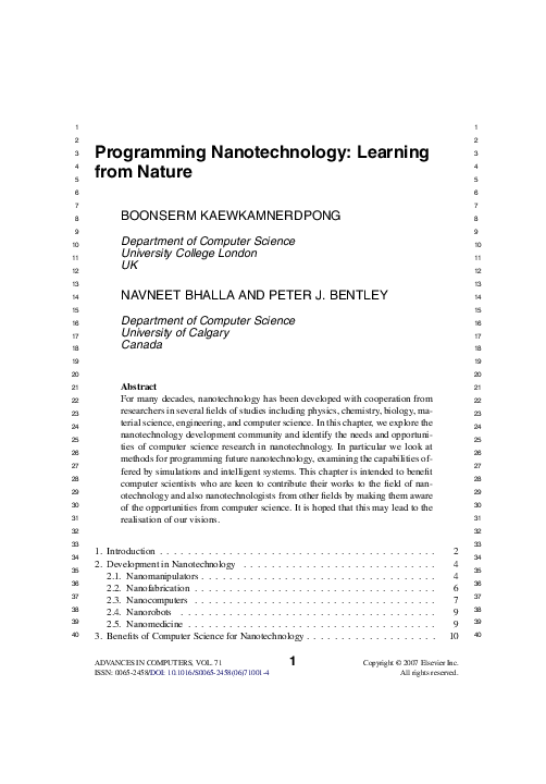 (PDF) Programming Nanotechnology: Learning from Nature