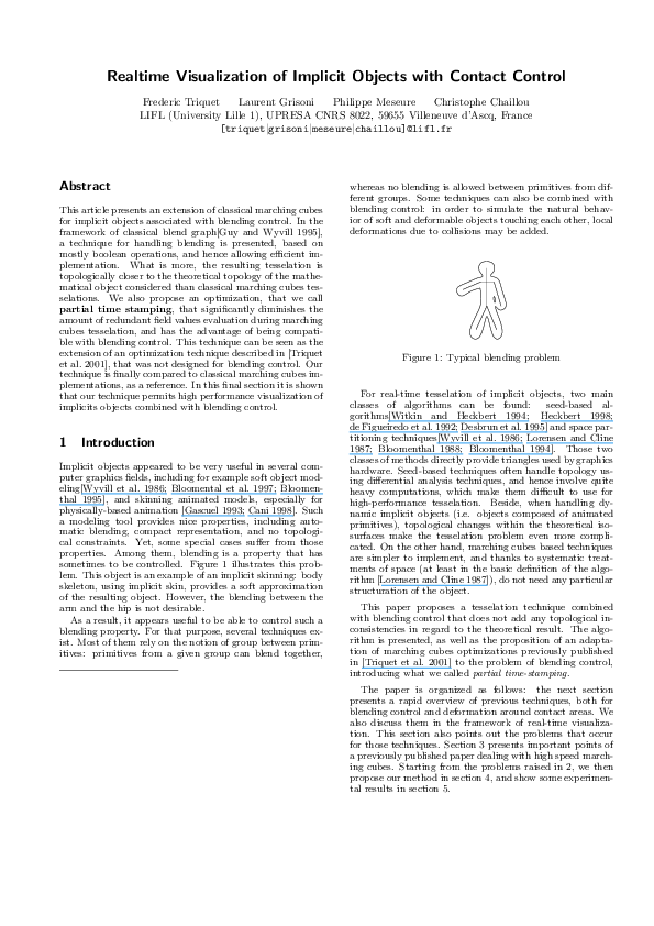 Pdf Realtime Visualization Of Implicit Objects With Contact Control