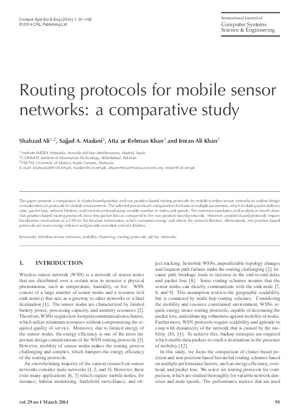 (PDF) Routing protocols for mobile sensor networks: a comparative study