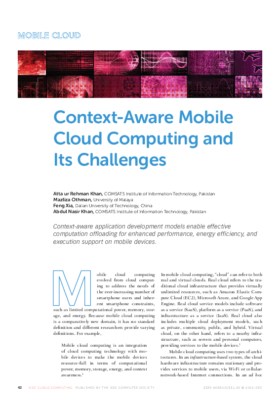 Pdf Context Aware Mobile Cloud Computing And Its Challenges