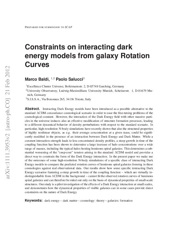 (PDF) Constraints on interacting Dark Energy models from galaxy rotation curves