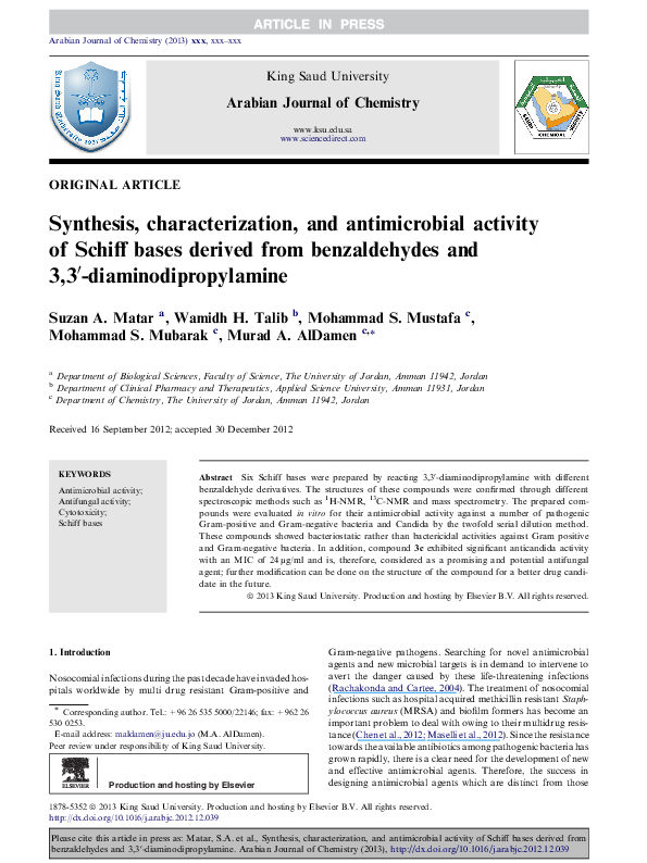 (PDF) Synthesis, characterization and antimicrobial evaluation of 2,5-disubstituted-4 ...