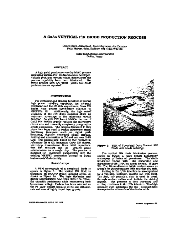 (PDF) A GaAs vertical PIN diode production process