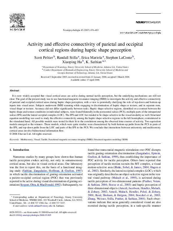 (PDF) Activity and effective connectivity of parietal and occipital cortical regions during ...