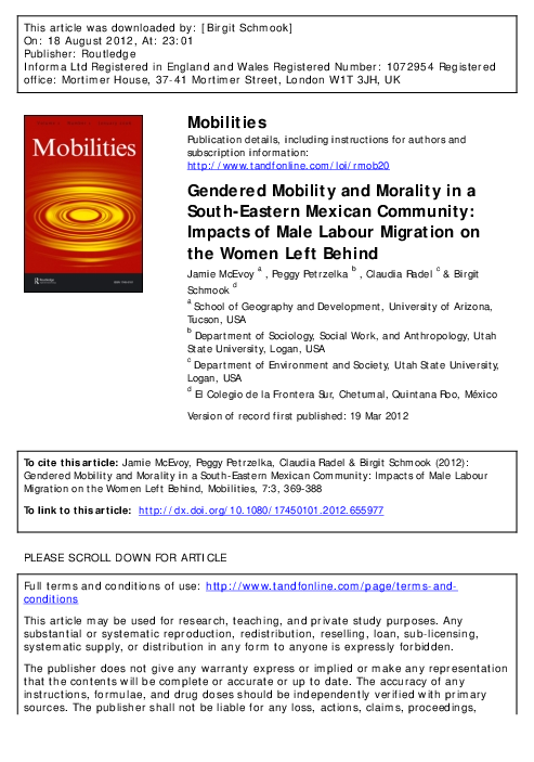(PDF) Gendered Mobility and Morality in a South-Eastern Mexican ...