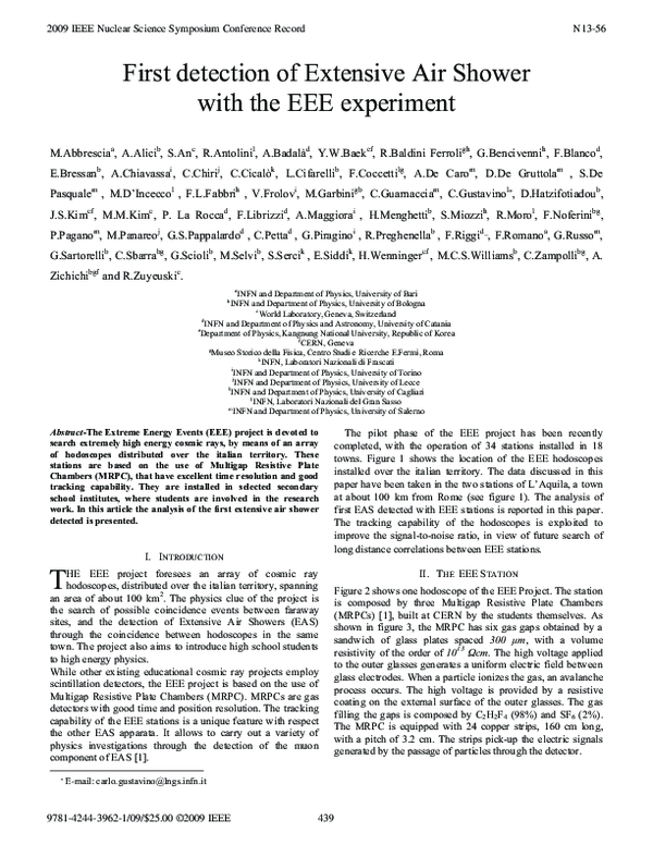 (PDF) First detection of extensive air shower with the EEE experiment