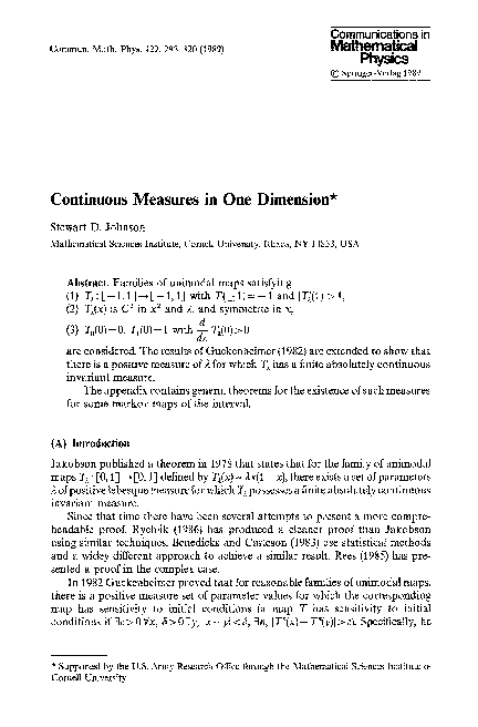 (PDF) Continuous measures in one dimension